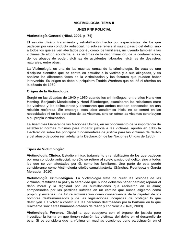 Tema II Victimologia Conceptos | PDF | Victimologia | Fiscal