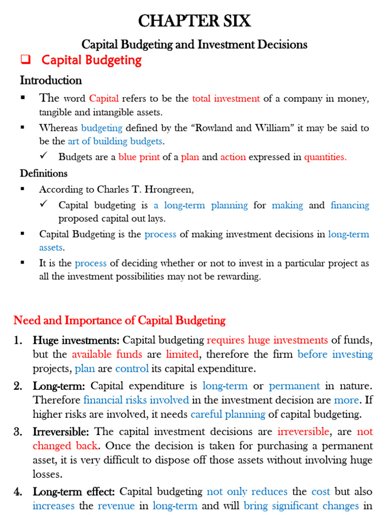 FM Ch-6 Capital Budgeting and Investment Decision | PDF | Net Present ...