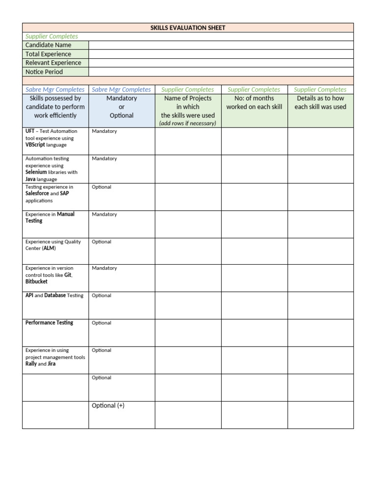 Skills Evaluation for Test Automation | PDF