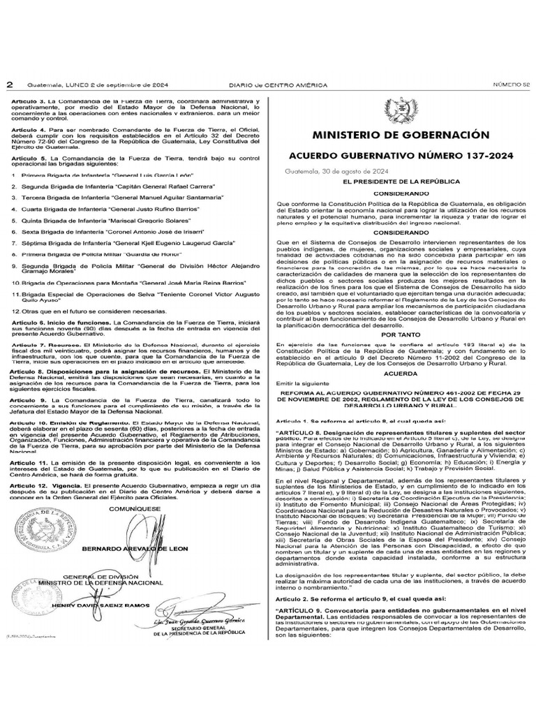 Acuerdo Gubernativo No. 137-2024 | PDF