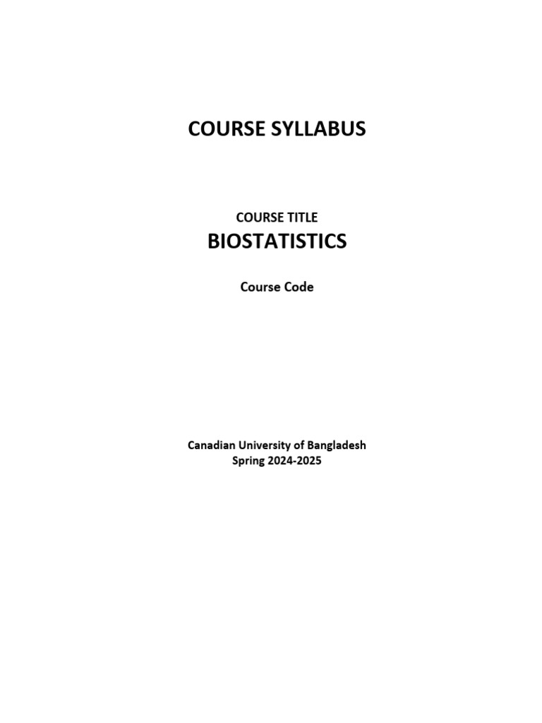 Biostatistics - Course Syllabus Spring 2022-2023 | PDF | Statistics ...