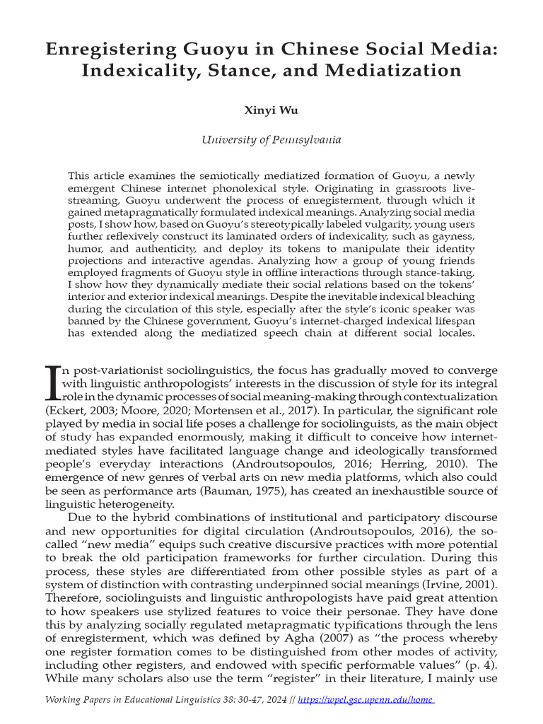 Analyzing Guoyu's Social Media Impact | PDF | Standard Chinese ...