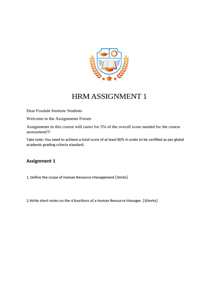 HRM Assignment 1 | PDF