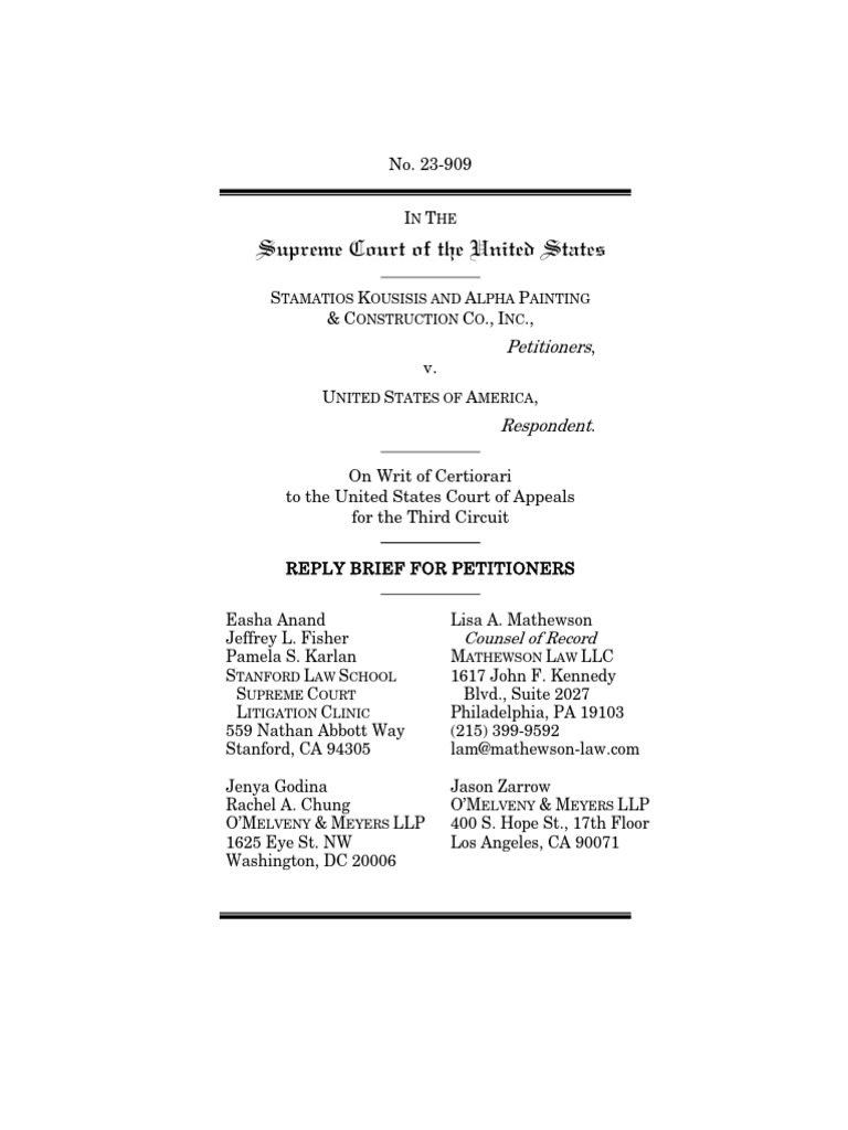 Kousisis Reply Brief Final | PDF | Fraud | Private Law