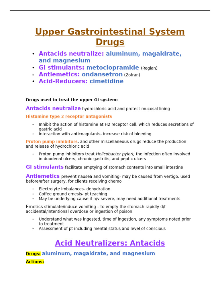Upper Gastrointestinal Drugs. | PDF | Vomiting | Nausea