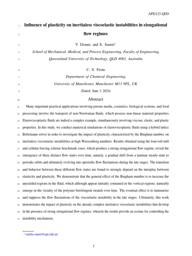 Influence of Plasticity On Inertialess Viscoelastic Instabilities ...