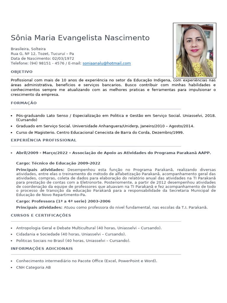 Curriculum Sonia | PDF