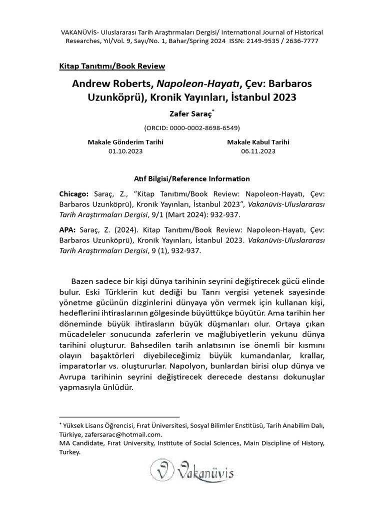Kitap Tan - T - M - Napoleon-Hayat - , - Ev - Barbaros Uzunk - PR - ), Kronik Yay - Nlar ...