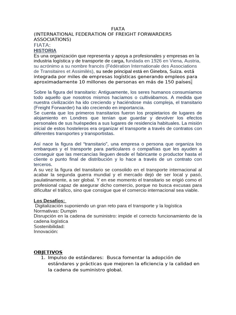 FIATA | PDF | Logística | Transporte