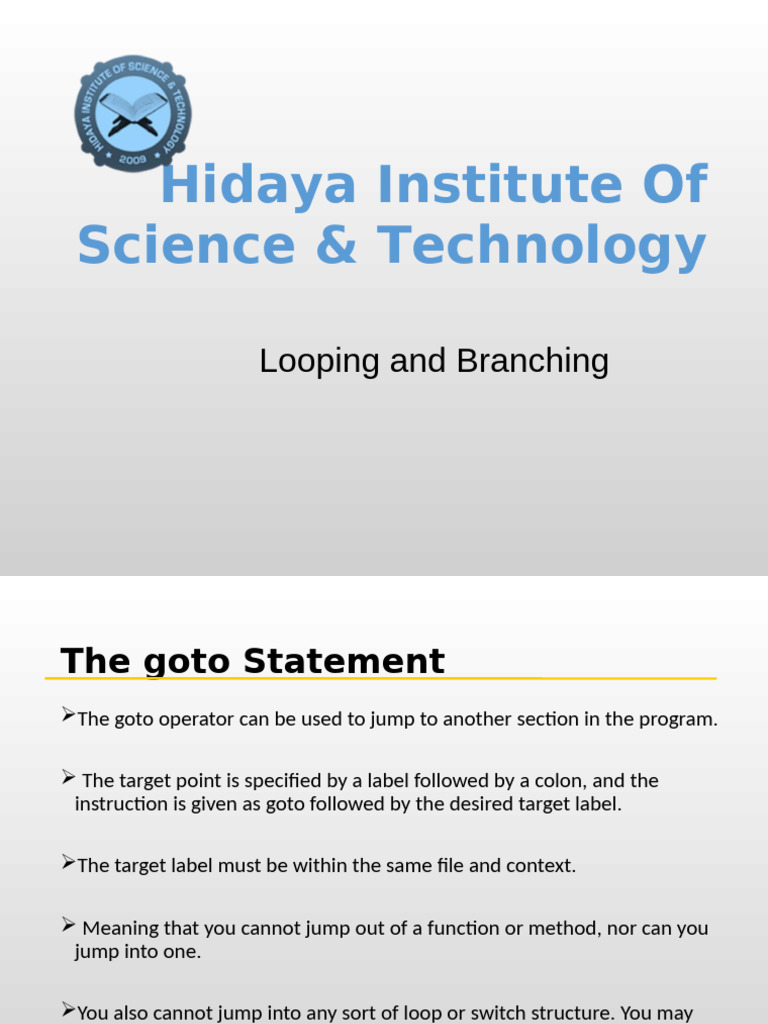 Looping and Branching | PDF | Control Flow | Computer Science