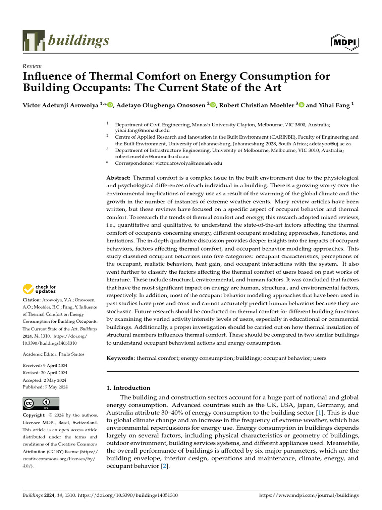 1 - Influence of Thermal Comfort On Energy Consumption For Building ...