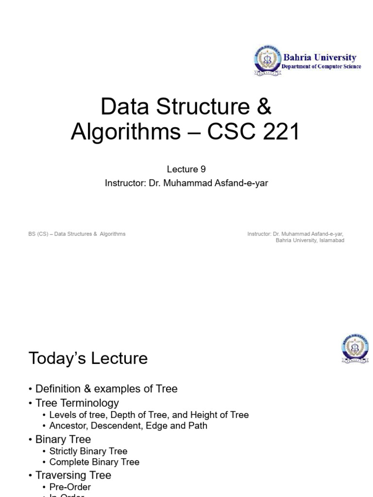 Lecture 9 Week 11 Intro Trees 26112024 121749am | PDF | Algorithms And Data Structures