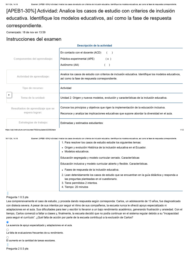Examen - (APEB1-30%) Actividad - Analice Los Casos de Estudio Con Criterios de Inclusión ...
