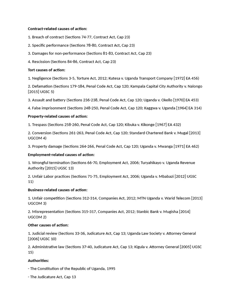 Contract Related Causes of Action | PDF