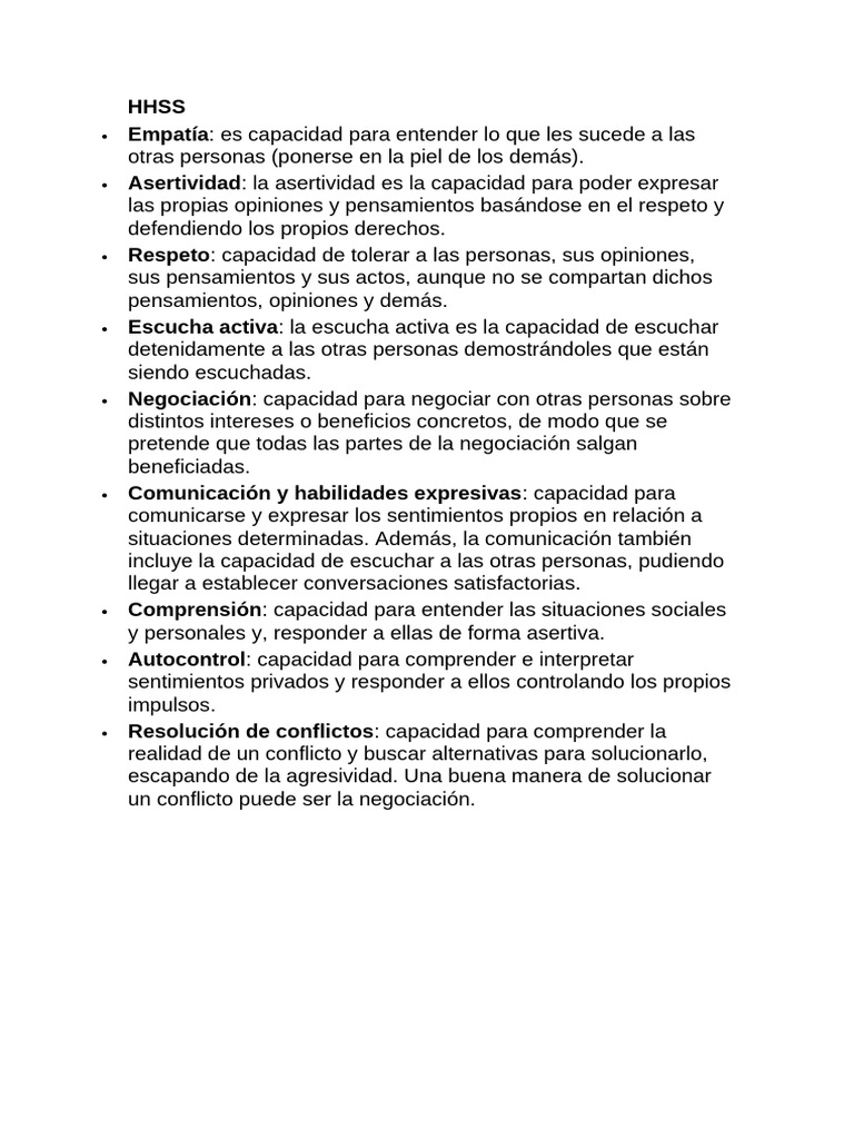 Listado de Habilidades Sociales | PDF | Comunicación | Sicología