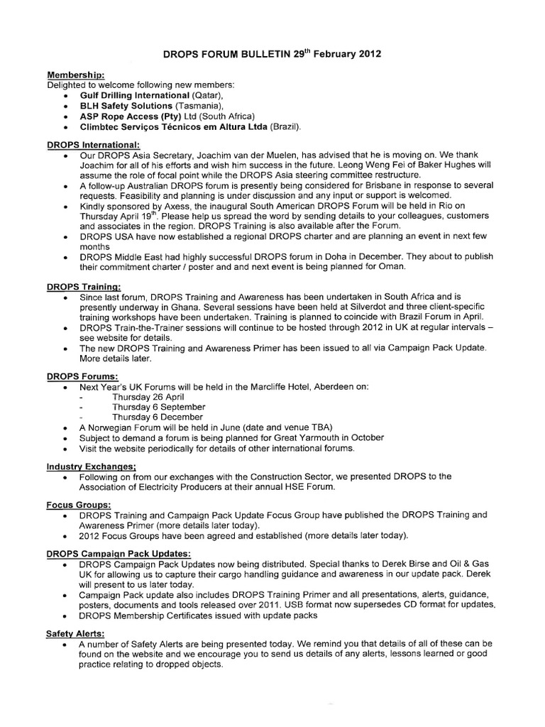 DROPS Bulletin 29-2-2012 | PDF
