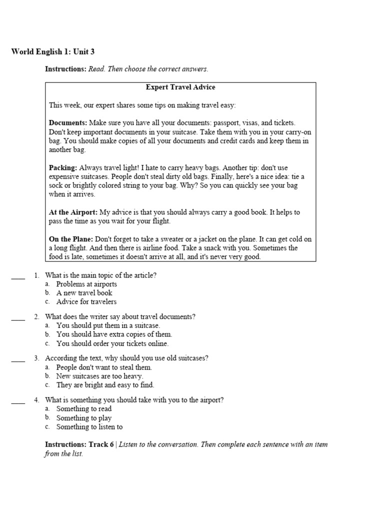 We3e L01 ReadyToGoTest U03 | PDF