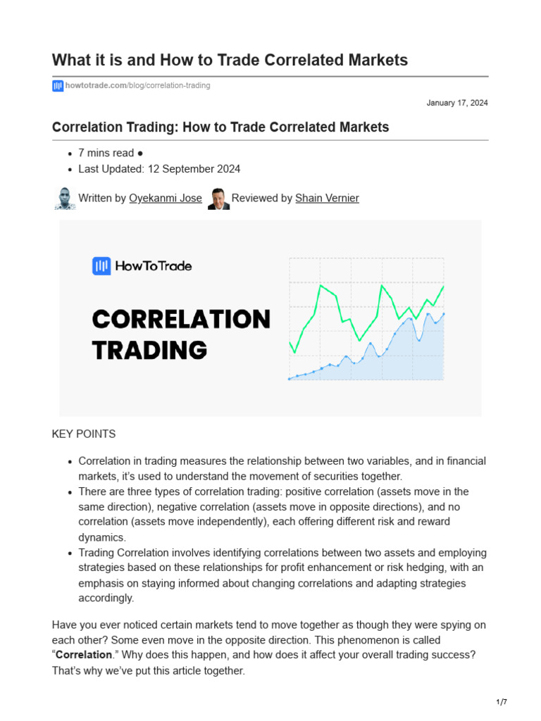 Trading Strategies for Correlated Markets | PDF | Financial Risk ...