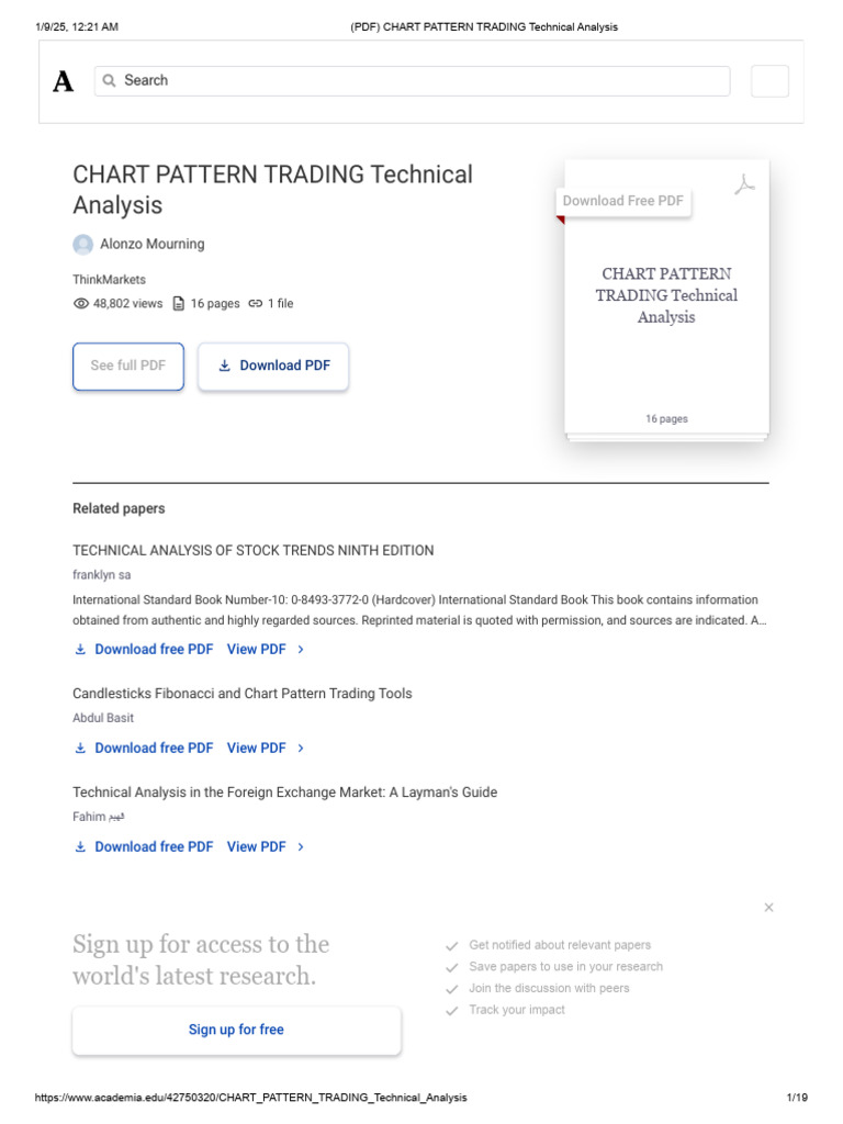 Pdf Chart Pattern Trading Technical Analysis Pdf Technical