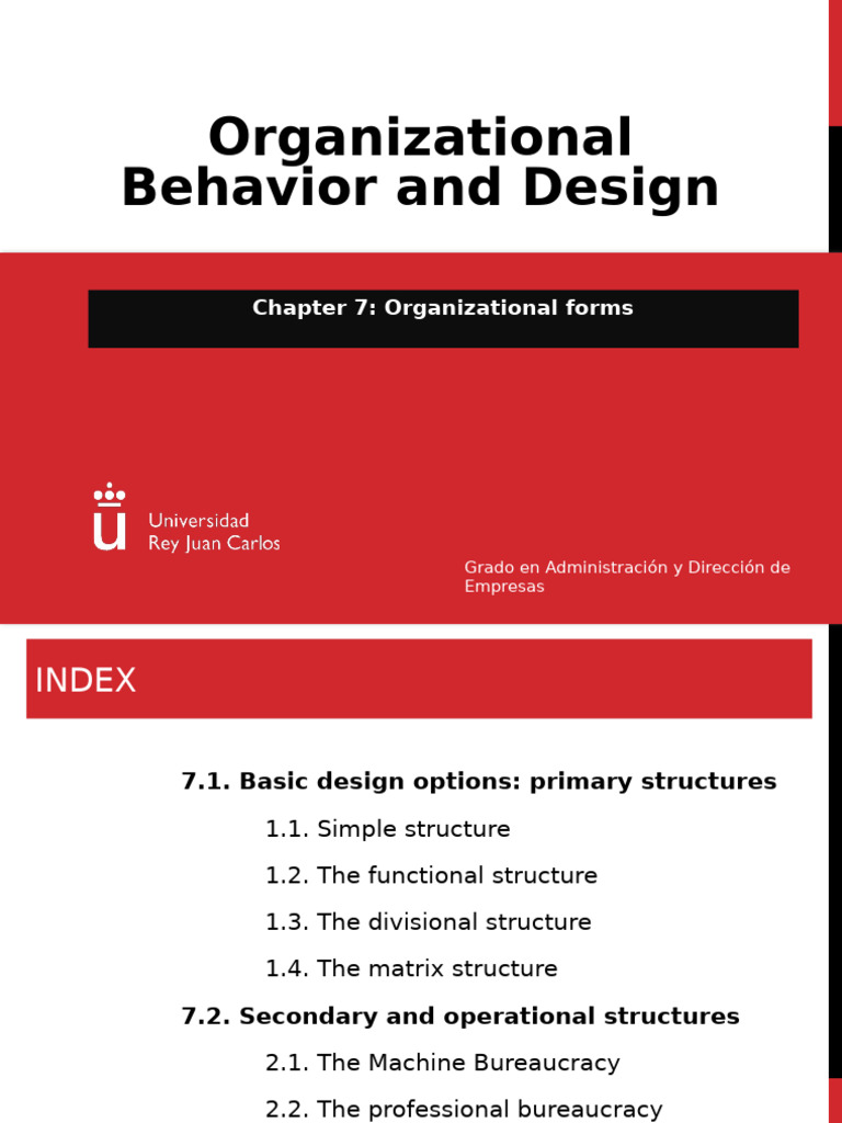 Chapter 7 - OBD ORGANIZATIONAL FORMS | PDF | Bureaucracy | Decentralization