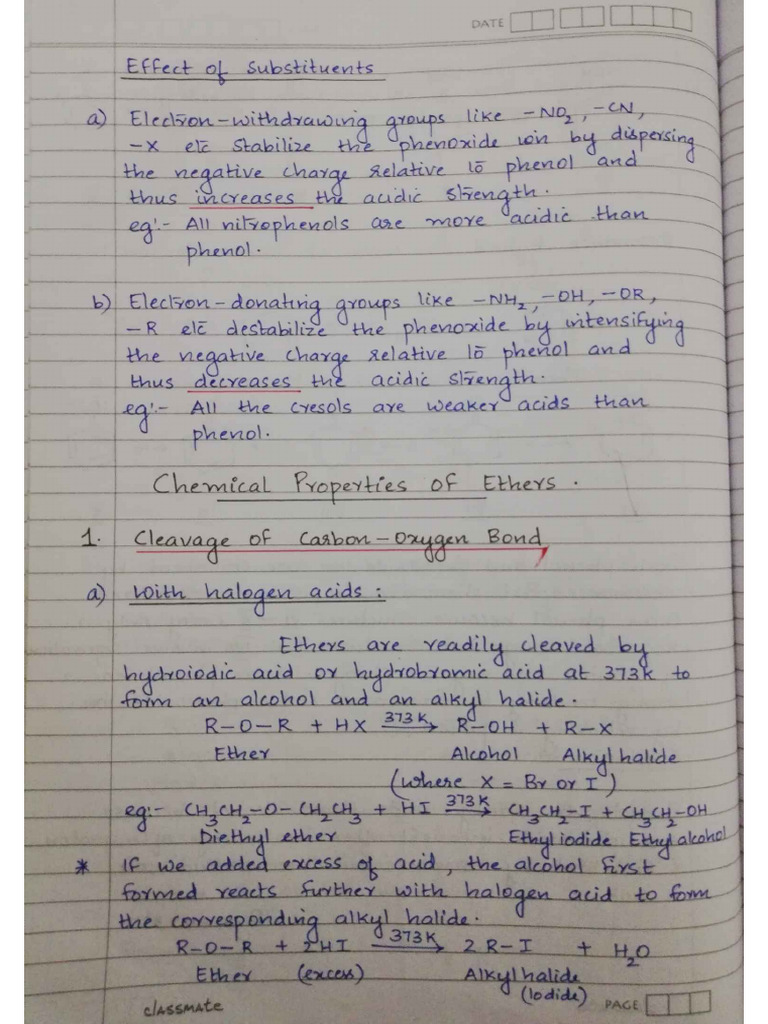 Chemical properties of ethers | PDF