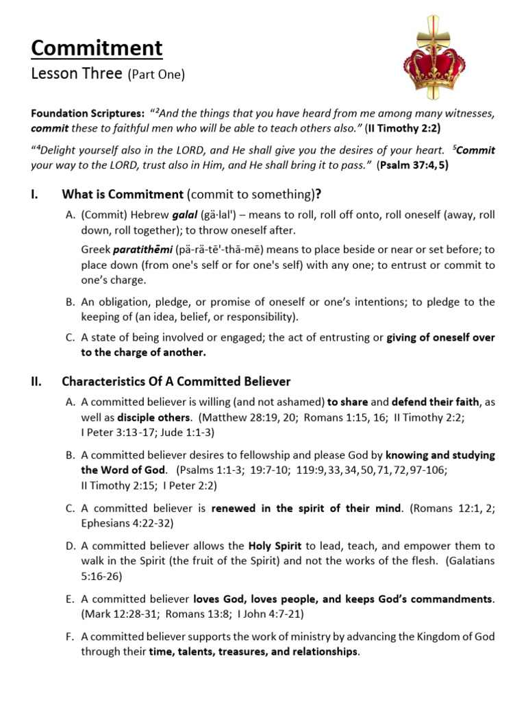 Lesson 3 Commitment and Devotion | PDF | Bible | New Testament