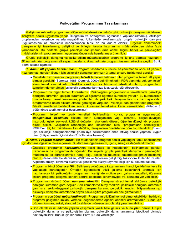 Psiko-Eğitim Planı | PDF