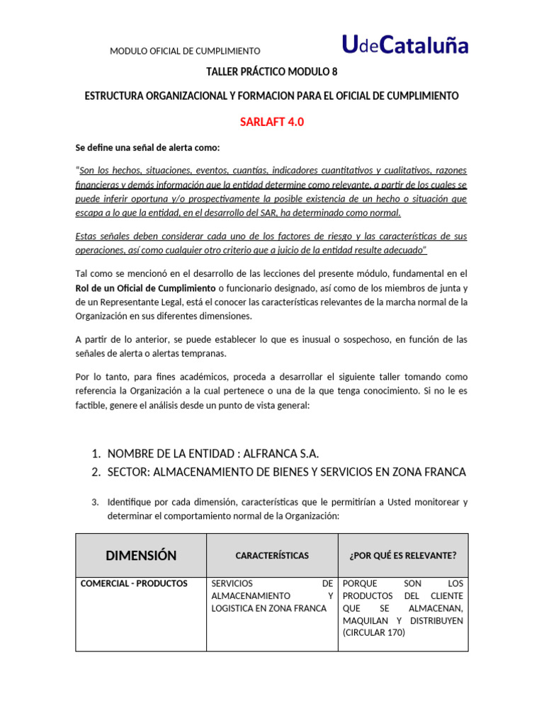 Taller Modulo 8 | PDF | Logística | Business