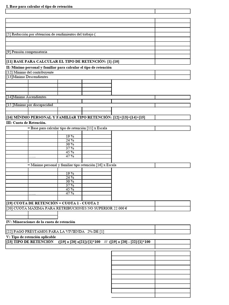 Cálculo del Tipo de Retención Fiscal | PDF
