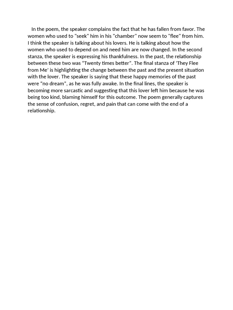 Analysis of "They Flee from Me" | PDF