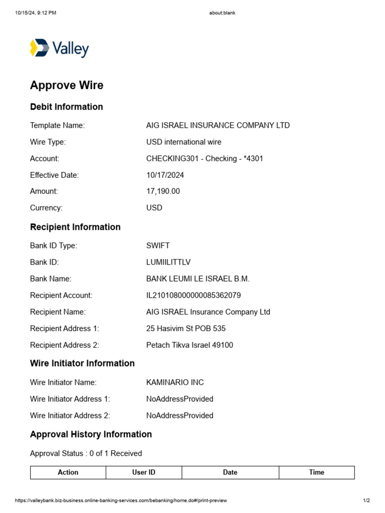 Approve Wire: Debit Information | PDF