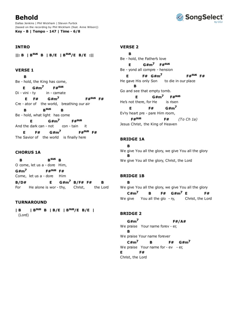 Behold-chords-B | PDF | Apocalypticists | Jesus