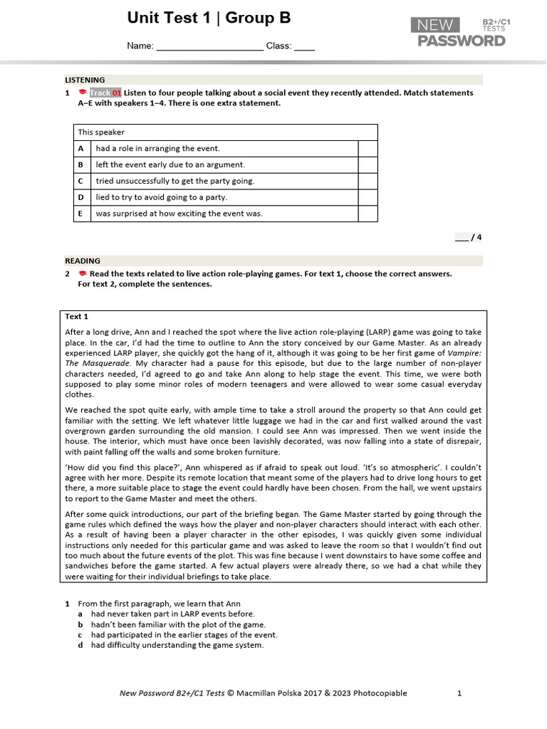 New Password B2+ C1 UT 1B | PDF | Linguistics