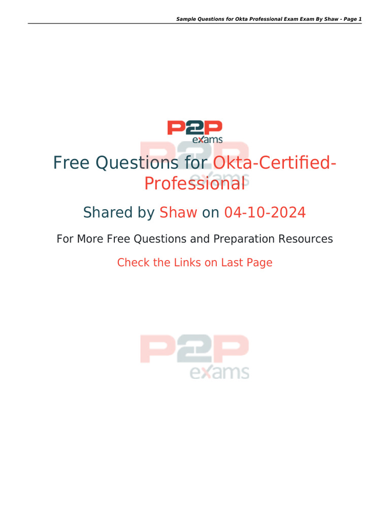 Okta Exam Prep: Free Sample Questions | PDF | Authentication | Access Control