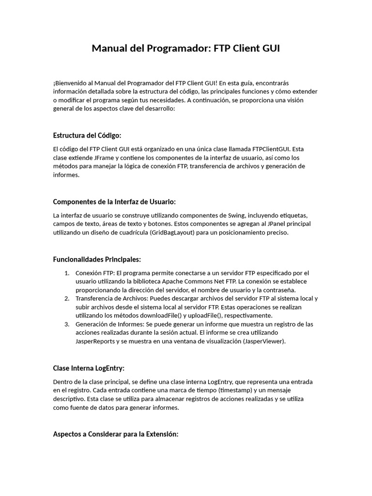 Manual Del Programador | PDF | Protocolo de transferencia de archivos | Usuario (informática)