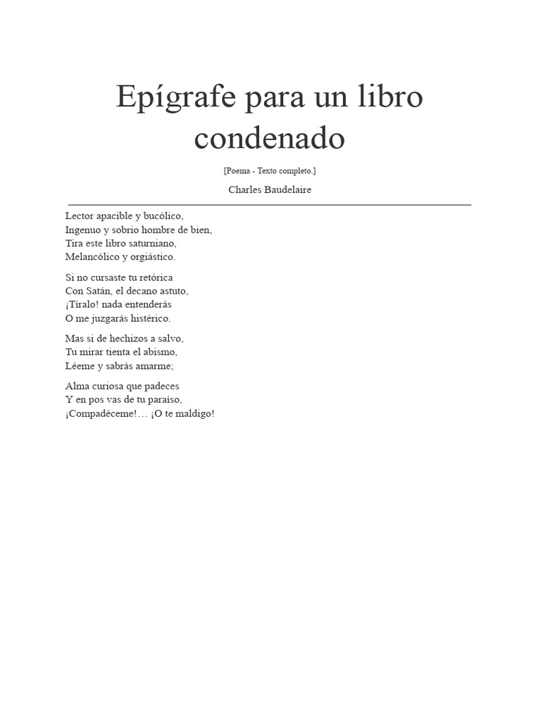 Epígrafe para Un Libro Condenado | PDF
