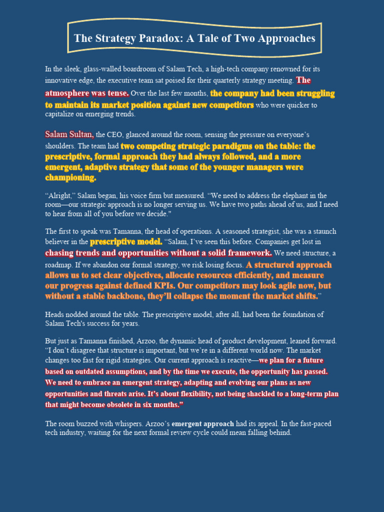 Story No 1 The Strategy Paradox (An Intersting Tesned Arguments) | PDF