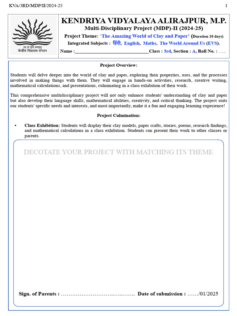 03. Class-3rd Multi-Disciplinary Project (MDP)-II, Session 2024-25 | PDF | Length