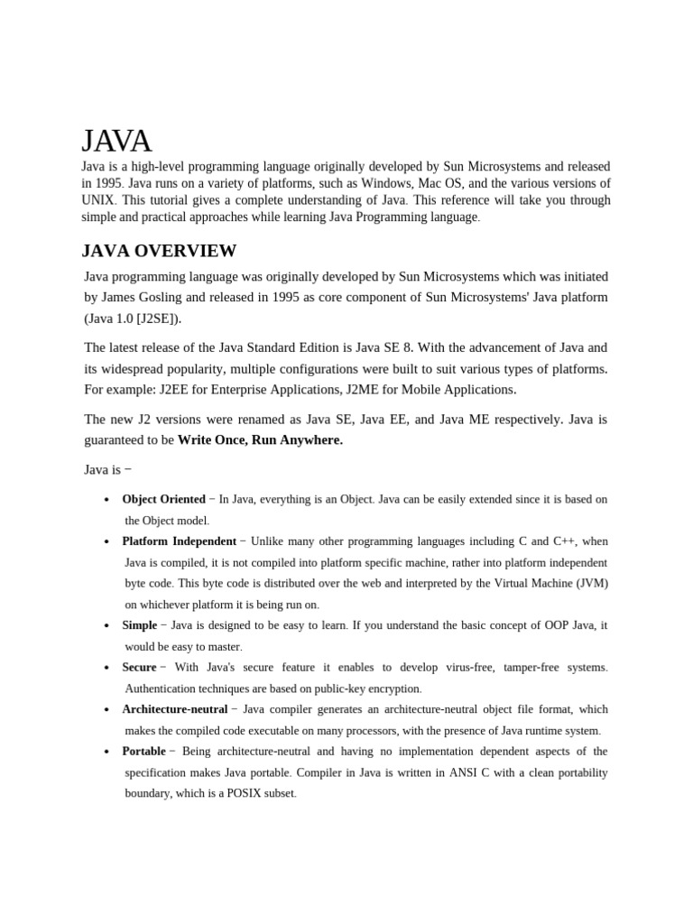 A-JAVA-Introduction | PDF | Java (Programming Language) | Computer ... A-JAVA-Introduction | PDF | Java (Programming Language) | Computer ...