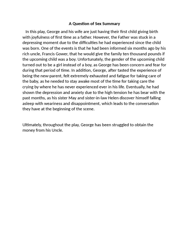 A Question Of Sex Summary Pdf