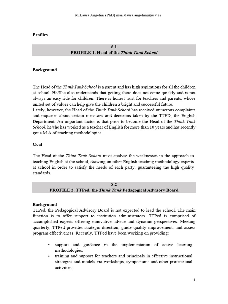 Profiles ESL (6) | PDF | Teachers | Methodology