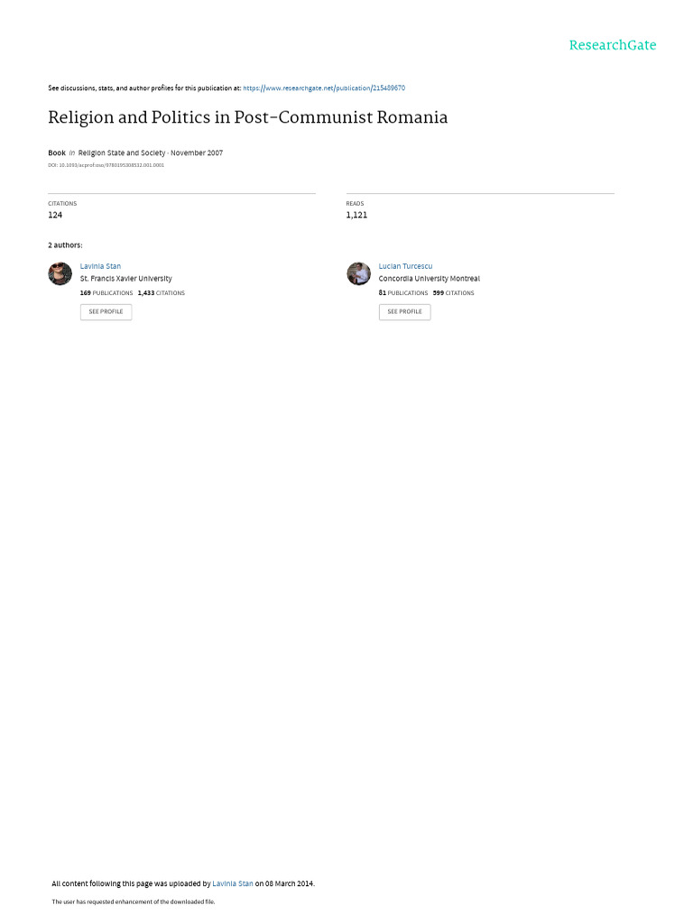 Religion and Politics in Post-Communist Romania | PDF