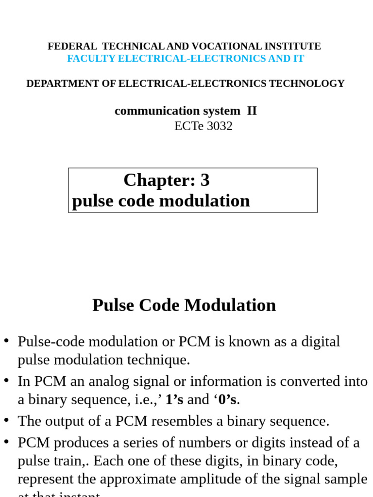 Pulse Code Modulation Overview | PDF | Modulation | Sampling (Signal Processing)
