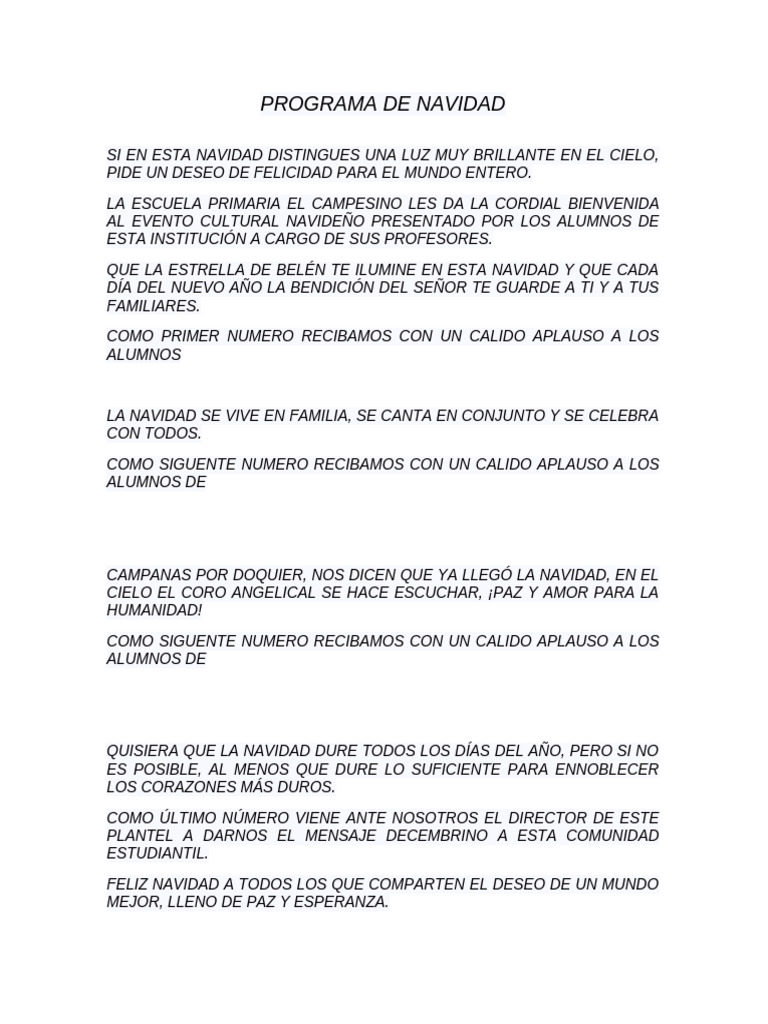 Programa de Navidad | PDF | Navidad | Amor