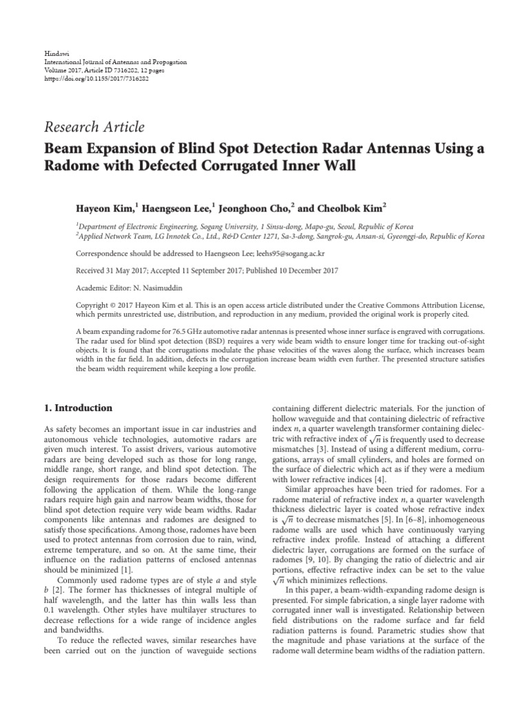 Beam Expansion of Blind Spot Detection Radar Anten | PDF | Antenna (Radio) | Radar
