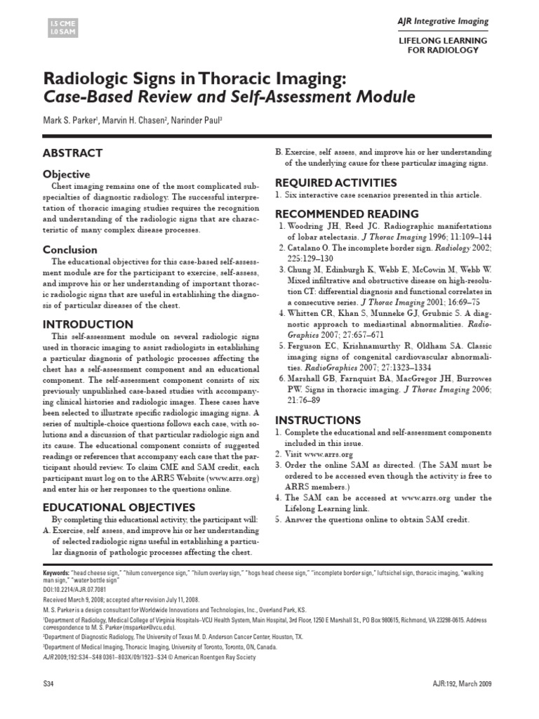 Parker Et Al 2012 Radiologic Signs in Thoracic Imaging Case Based ...