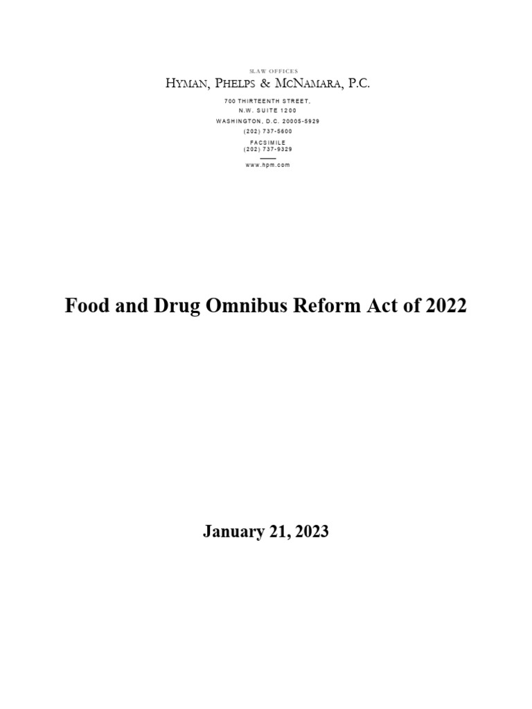 Food and Drug Omnibus Reform Act 2022 | PDF | Food And Drug ...