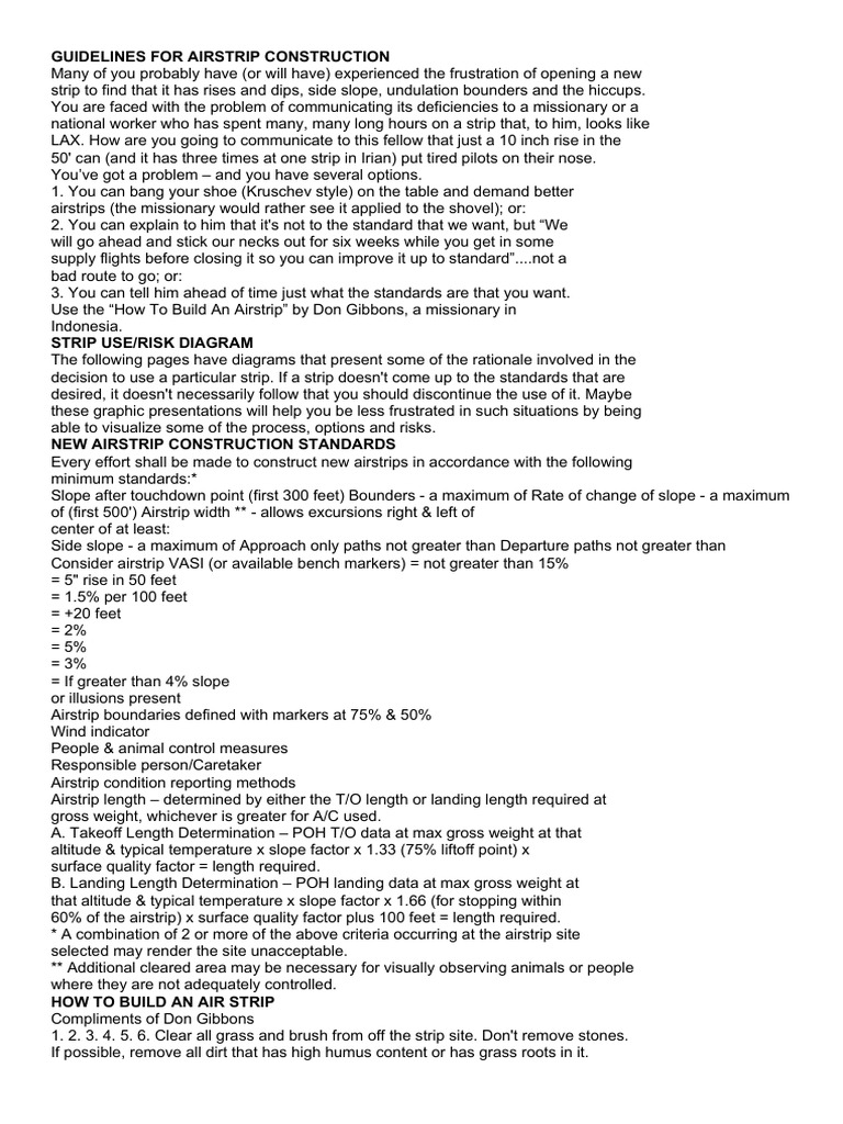 Airstrip Construction Guidelines | PDF | Runway | Takeoff