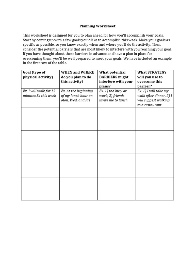 Planning Worksheet | PDF