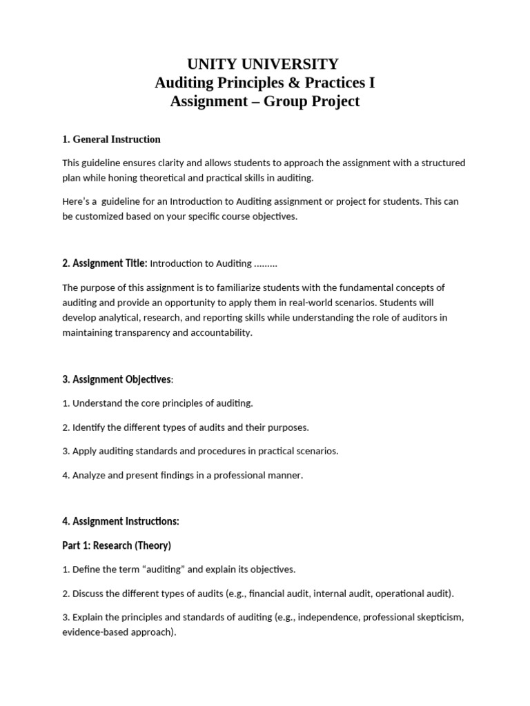 Auditing Principles Assignment Guide | PDF | Audit | Business